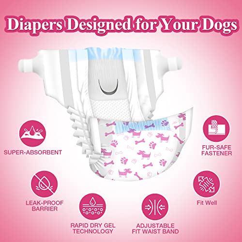 Dono Disposable Dog Diapers Female, Super Absorbent Doggie Diaper, Rapid-Dry Gel Technology Puppy Diapers, Leak-Proof Fit Cat Diapers for Doggy in Heat,Excitable Urination,Incontinence,Training