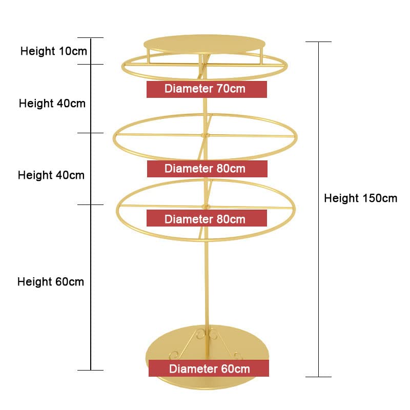 Simple Commercial Grade Clothing Modern Garment Rack, Lingerie store shelf golden display rack, Floor stand round 3-layer rotatable Nakajima bra panty rack, For hanging underwear, panties, scarves