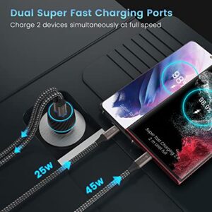 S22 S23 Ultra Charger Type C, SCRUAK 45W PPS Super Fast USB-C Wall/Car Charger for Samsung Galaxy S23 Ultra/S23+/S23/S22 Ultra/S22+/S22/S21/S20/Note 20/Note 10+(with 2X 3.3FT 5A Type C Cable)