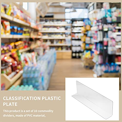 Plastic Shelf Dividers- 10pcs Clear Shelf Separators for Closets- L- Shaped Clapboards Shelf Organizers for Supermarket Home Bedroom Kitchen Office- 8x3x1 Inch