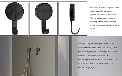 MUMIAO Strong Magnetic Hooks New Upgraded Neodymium Magnet Hooks Adhesive Hooks Two Functions - Reliable Magnetic Hooks Heavy Duty Stick on Wall Hooks for Indoor Outdoor Hanging (Black 2 Pack)