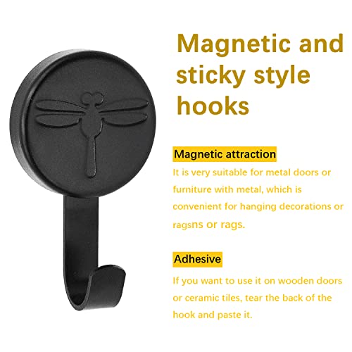 MUMIAO Strong Magnetic Hooks New Upgraded Neodymium Magnet Hooks Adhesive Hooks Two Functions - Reliable Magnetic Hooks Heavy Duty Stick on Wall Hooks for Indoor Outdoor Hanging (Black 2 Pack)