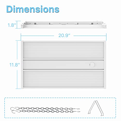 HYPERLITE 4 Pack 1.7ft High Bay Light 210W 28350LM, Linear High Bay Lights 1-10V Dimmer, US Plug 5000K High Bay Shop Light (Large Area Illumination) for Warehouse Garages, Workshop