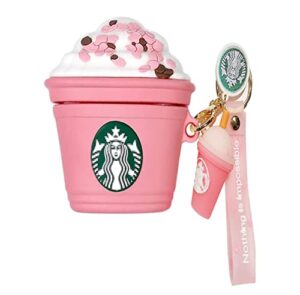 3d cute funny cool kawaii fashion ice cream cup for airpods 2 & 1 charging case pink