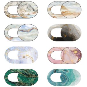 marble laptop camera cover slide cute 8 pack, webcam cover slide phone camera cover, ultra-thin computer camera cover slide blocker slider fits iphone macbook laptop, desktop, pc, tablet