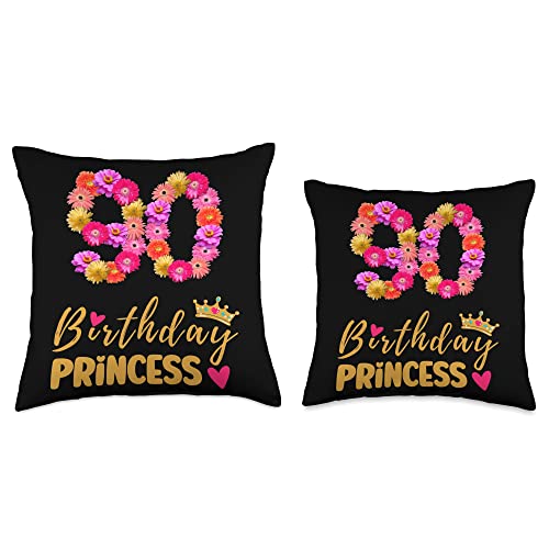 90 Year Old Gifts For Women 90th Birthday Gifts 90 Year Old Princess Flower Its My 90th Birthday Throw Pillow, 16x16, Multicolor