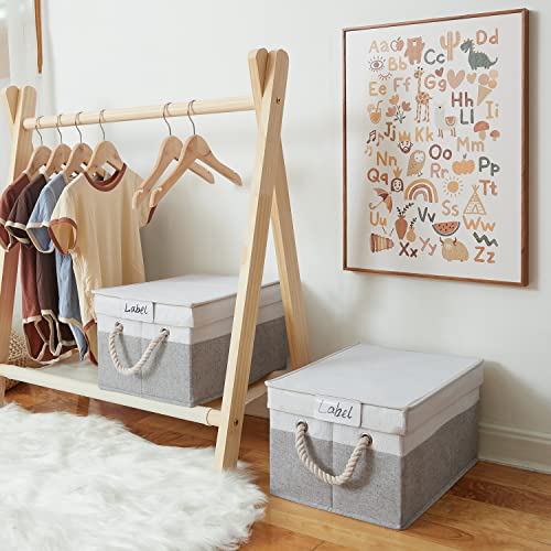 LoforHoney Home Bundle- Storage Bins with Lids, Large, Light Gray & Beige and Gray, 2-Pack