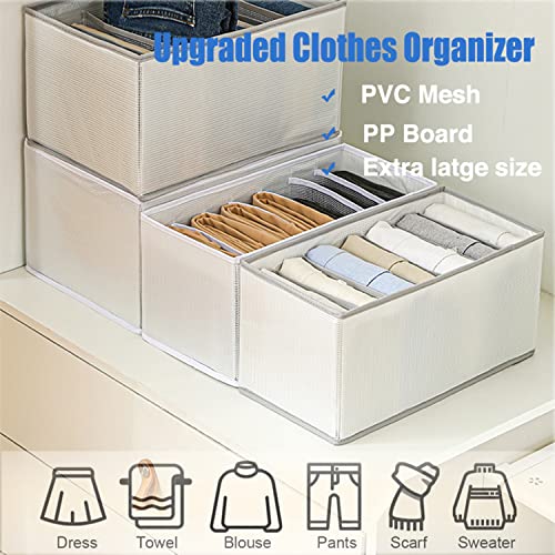 Upgraded Wardrobe Clothes Organizer, Closet Organizers and Storage, Clothes Drawer Organizer with Support Board, Foldable Clothes Storage Organizer for Leggings, Underwear, T-shirts, Jeans, Pants