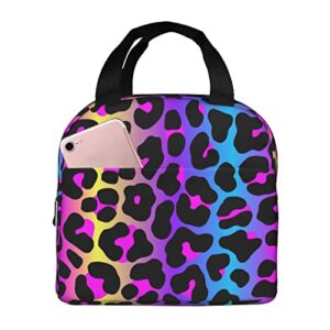 echoserein leopard neon animal print lunch bag insulated lunch box reusable lunchbox waterproof portable lunch tote for women men girls boys