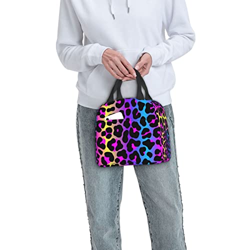 Echoserein Leopard Neon Animal Print Lunch Bag Insulated Lunch Box Reusable Lunchbox Waterproof Portable Lunch Tote For Women Men Girls Boys