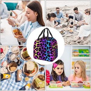 Echoserein Leopard Neon Animal Print Lunch Bag Insulated Lunch Box Reusable Lunchbox Waterproof Portable Lunch Tote For Women Men Girls Boys