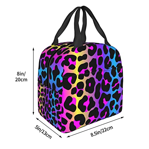 Echoserein Leopard Neon Animal Print Lunch Bag Insulated Lunch Box Reusable Lunchbox Waterproof Portable Lunch Tote For Women Men Girls Boys