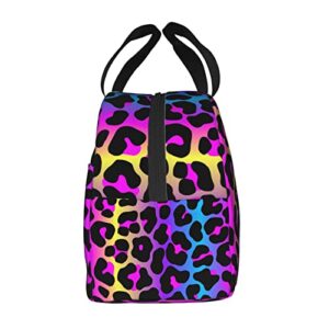 Echoserein Leopard Neon Animal Print Lunch Bag Insulated Lunch Box Reusable Lunchbox Waterproof Portable Lunch Tote For Women Men Girls Boys