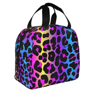 Echoserein Leopard Neon Animal Print Lunch Bag Insulated Lunch Box Reusable Lunchbox Waterproof Portable Lunch Tote For Women Men Girls Boys