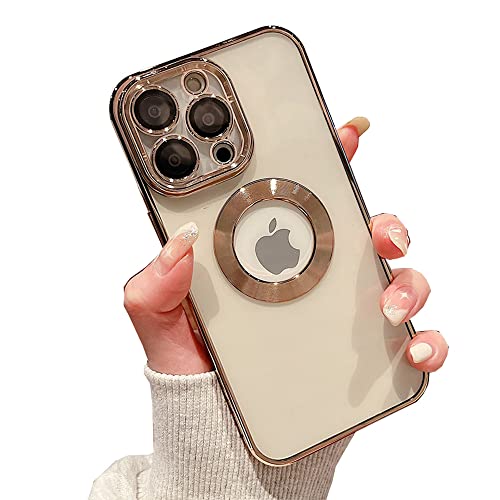 LOOBIVAL for iPhone 11 Pro Max Case with Camera Lens Protector, Logo View for Women Men, Soft Slim Phone Cases for iPhone 11 Pro Max Clear Ultrathin Back Cover (11ProMax,Gold)