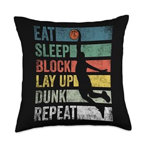 alien bee basketball fans jerseys eat sleep basketball repeat throw pillow, 18x18, multicolor