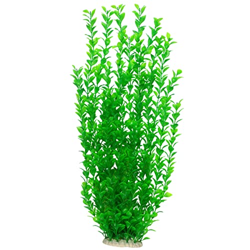 Awlstar Large Green Round Leaves Realistic Artificial Aquarium Plants Fish Tank Plastic Plants 22 Inch Tall (T0048)