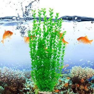 Awlstar Large Green Round Leaves Realistic Artificial Aquarium Plants Fish Tank Plastic Plants 22 Inch Tall (T0048)