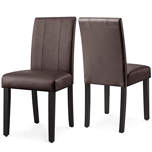 subrtex Leather Dining ding Room Chairs Set of 2, Chocolate