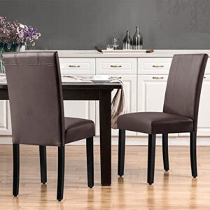 subrtex Leather Dining ding Room Chairs Set of 2, Chocolate