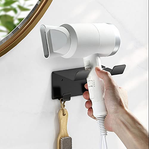 Hair Dryer Holder Wall Mount,Punching Or Nails-Free Glue Two Ways Bathroom Hair Blow Dryer Rack Organizer Compatible with Most Hair Dryers