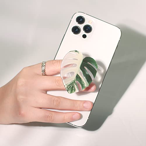 COMMONKUNST Tropical Rare Leaf Plant Multi Functional Collapsible Expandable Mobile Phone Grip & Kicktand (Albo Monstera)