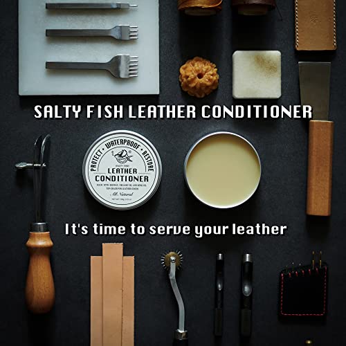 SALTY FISH All-Natural Leather Conditioner and Cleaner,Made with Mink Oil Beeswax,Protect Soften Waterproof Leather Furniture,Car Seats,Shoes,Boots,Bags (3.53 Oz)