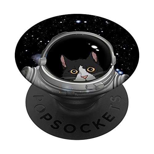 Tuxedo Cat Astronaut Astronomy Astronaut Cat PopSockets Swappable PopGrip