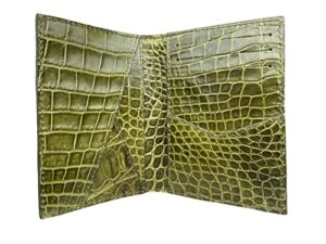 double side moss green crocodile alligator leather skin credit cardholder, leather credit cardcase, leather creditcard cover