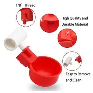 Achicklead Automatic Chicken Water Cups Chicken Water Feeder Poultry Drinking Bowl, for Chicks Duck Quails Pigeons Birds Turkey (18, White Tee Fittings)