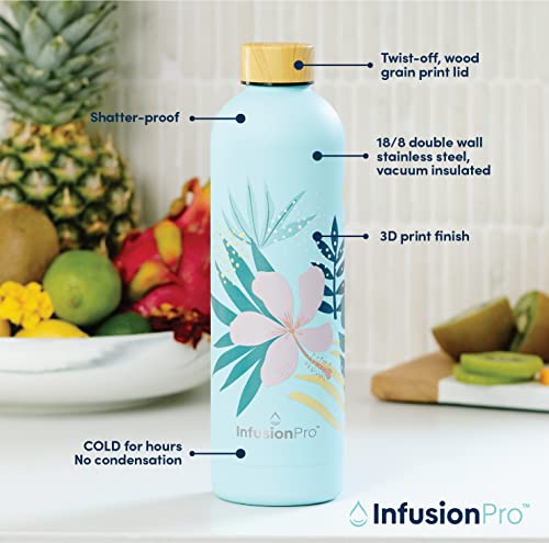 Infusion Pro Water Bottle Vacuum Insulated (25 oz) Stainless Steel : Standard Mouth : Cold or Hot for Hours, No Condensation : Cute, Pretty, Unique Gift Idea