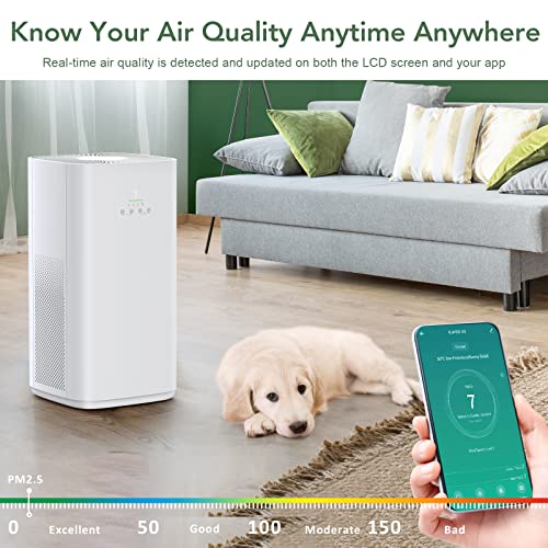 Hufy Smart HEPA Air Purifier for Extra Large Room up to 3230 ft², CADR 500m³/h, Alexa Enabled, Quiet Air Cleaner with PM2.5 Sensors and Auto Mode, Air Purifier Removes 99.97% of Pollen, Dust, Pet Fur