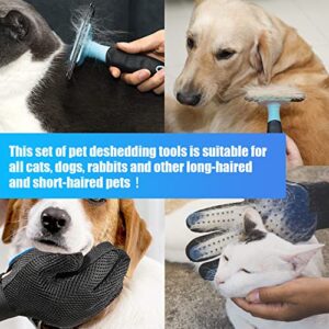 lanimal Deshedding Brush, Deshedding Tool for Dogs & Cats, Dog brush for shedding short haired dogs, dog brush for shedding with dog washing gloves.