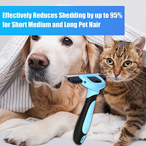 lanimal Deshedding Brush, Deshedding Tool for Dogs & Cats, Dog brush for shedding short haired dogs, dog brush for shedding with dog washing gloves.