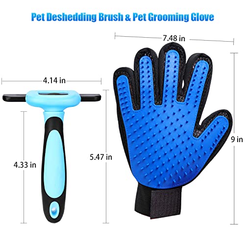 lanimal Deshedding Brush, Deshedding Tool for Dogs & Cats, Dog brush for shedding short haired dogs, dog brush for shedding with dog washing gloves.