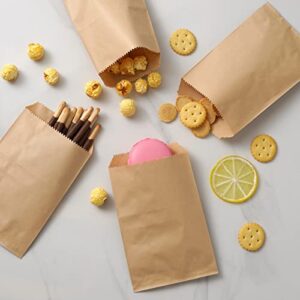 Tendwarm 100 Pcs 4x6 Inches Brown Kraft Paper treat Bags Flat favor bag for Party Wedding Small Gift bag