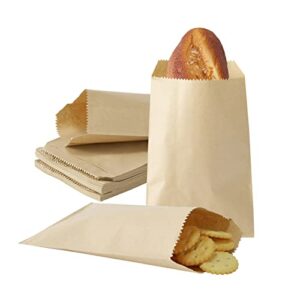 Tendwarm 100 Pcs 4x6 Inches Brown Kraft Paper treat Bags Flat favor bag for Party Wedding Small Gift bag