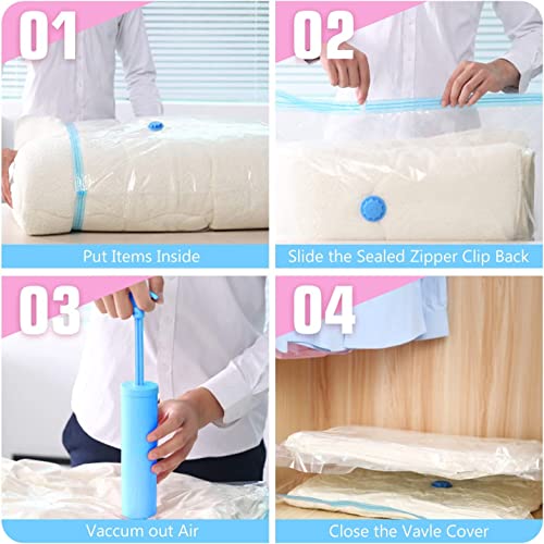 Vacuum Storage Bags 6 Pack (3 Jumbo, 3 Large), Space Saver Bags Compression Storage Bags for Comforters And Blankets, Storage Bags Vacuum Sealed for Clothes Storage, Hand Pump Included