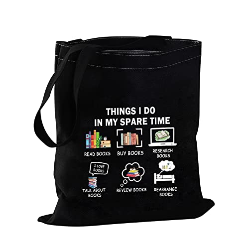 JYTAPP Book Lover Tote Bag Bookworm Gift Things I Do In My Spare Time Books Bag Bookish Gift