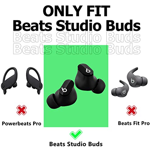 Ear Hooks for Beats Studio Buds, Ear Hook Accessories Compatible with Beats Studio Bud 2021 Silicone Anti-Slip EarTips Cover Holder [NOT Fit in Case] (Black)