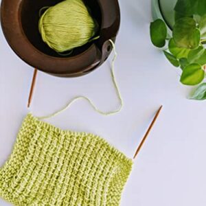 mindfulknits Premium Mango Wood Yarn Bowl with Holes - Knitting and Crochet Supplies for Relaxation & Stress Relief