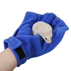 1 pair sugar glider bonding mitt, small animal anti-bite gloves, pet anti-bite protection product, pet handling gloves for birds, parrots, guinea pigs, hedgehogs, hamsters, honey glider (blue)