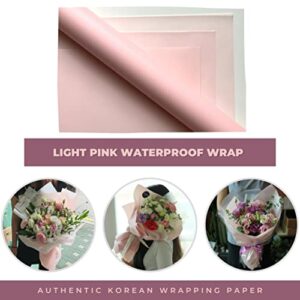 FlowerSelf Korean Style Wrapping Paper Waterproof Sheets for flower bouquet design (Light Pink)