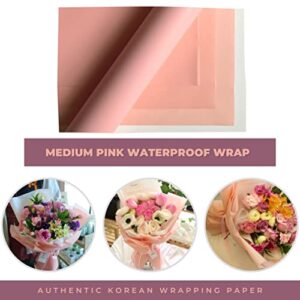 FlowerSelf Korean Style Wrapping Paper Waterproof Sheets for flower bouquet design (Medium Pink)