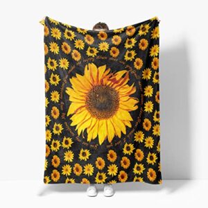 lfmu sunflower flannel fleece blanket sunflower ultra soft bright and cheerful sunflower throw blanket for birthday christmas,beautiful sunflower decor for bedroom or living room 50" x 60"