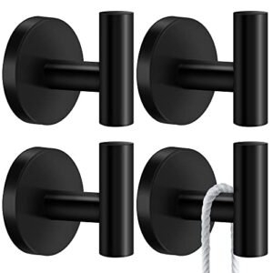 gowoit towel hooks 4 pack bathroom hook wall hook robe hook stainless steel heavy duty door hanger for hanging coat hat in the bathroom kitchen bedroom pool hotel (matte black)