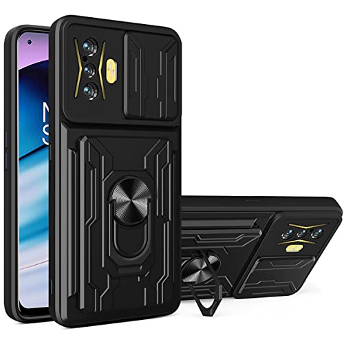 Ysnzaq Camera Protection Case for Xiaomi Poco F4 GT/Redmi K50 Gaming, Magnetic Car Mount with Independent Card Slot Slim Shockproof Cover for Xiaomi Poco F4 GT/Redmi K50 Gaming LJ Black