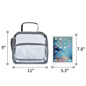 UEASE Small Clear Lunch Bag 8-Can/See Through Lunch Box for Kids with Detachable Hand Strap/Reusable Clear Lunch Bags for Work, Office,School Picnic,Beach（Grey