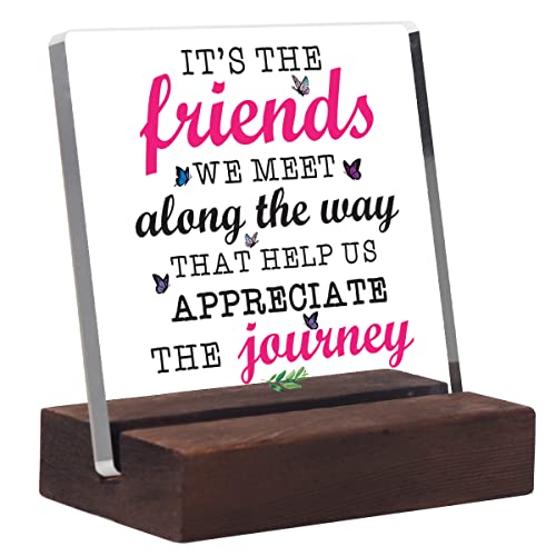 Friend Gifts for Women, Birthday Gifts for Friends, Friendship Gifts Desk Sign Keepsake with Wood Stand for Home Office