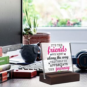 Friend Gifts for Women, Birthday Gifts for Friends, Friendship Gifts Desk Sign Keepsake with Wood Stand for Home Office